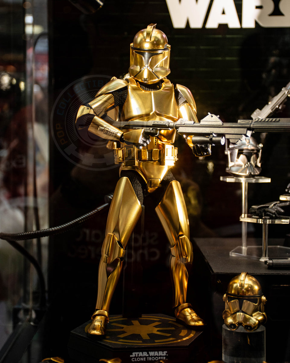 Hot Toys MMS735 Star Wars Clone Trooper Gold Chrome Version 1/6 Scale ...